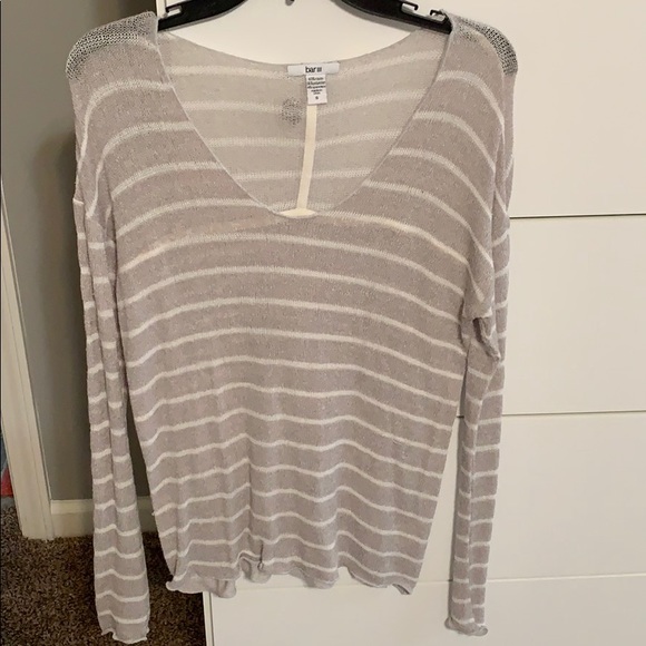 Bar III | Sweaters | Bar Iii Beige And White Striped Sweater | Poshmark